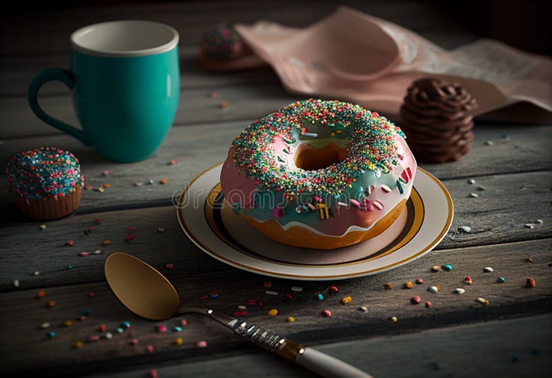 Delicious Donut with Icing on the Table. AI Generated Stock ...