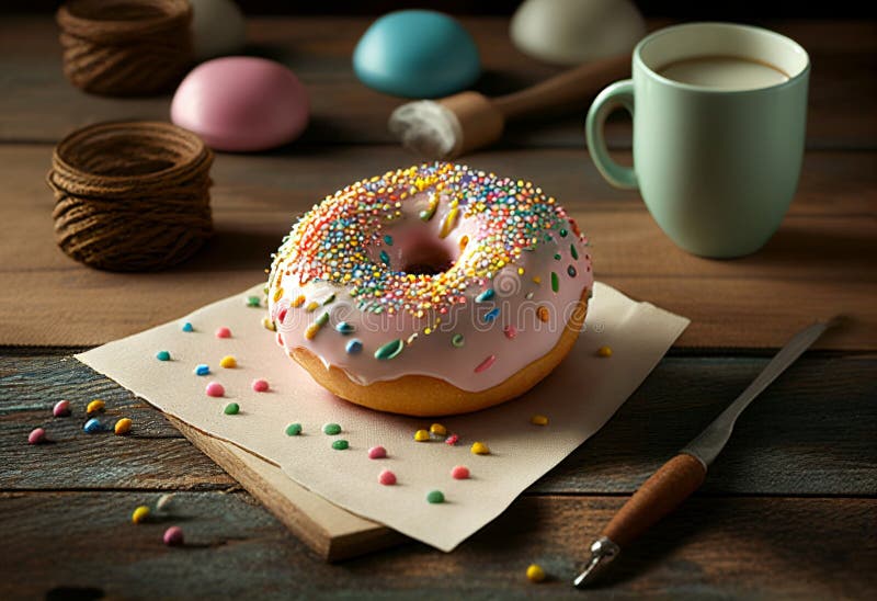Delicious Donut with Icing on the Table. AI Generated Stock ...