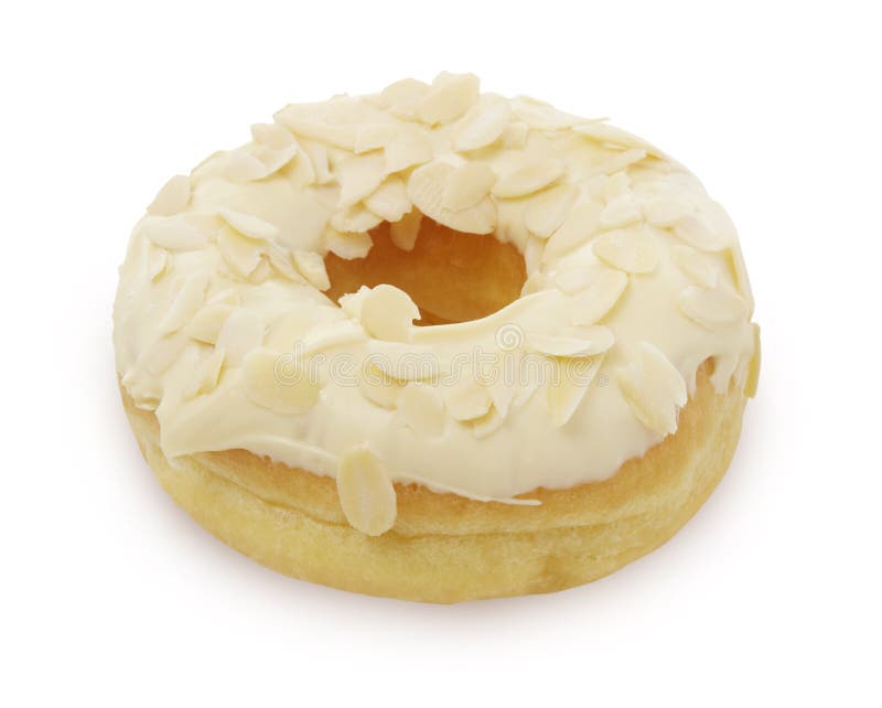 Donut with almond flakes stock image. Image of food - 109071337