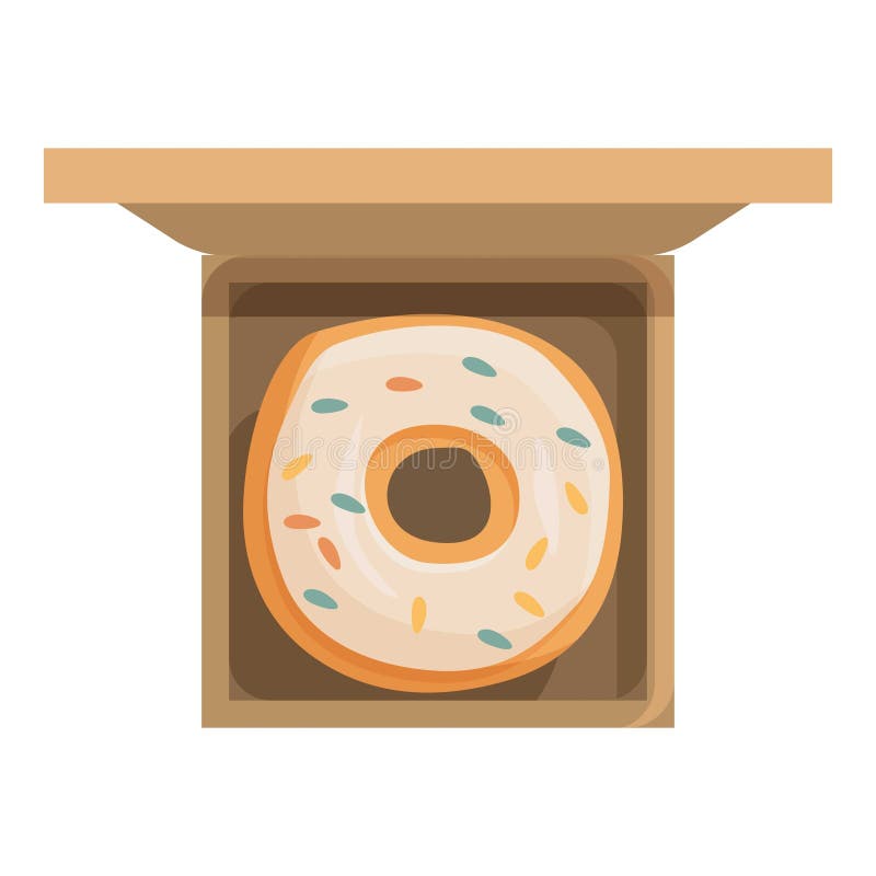 Delicious Donut Resting in Open Cardboard Box Stock Vector ...