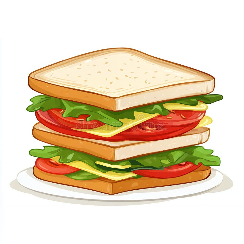 Delicious Double Decker Sandwich with Tomato Cheese and Lettuce on a ...
