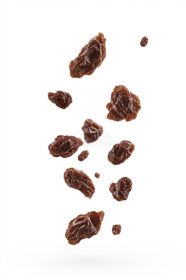Delicious Dried Raisins Falling on White Background Stock Illustration ...