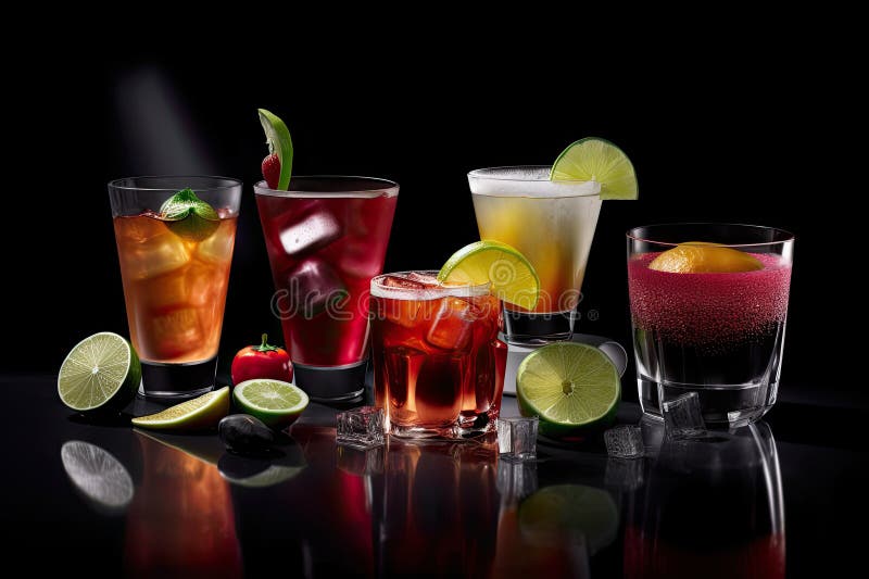 Delicious Drinks with Lime, Cocktail and Fruit Served with Ice Ai ...