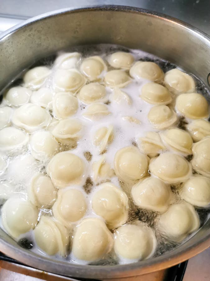 Dumplings Cooked in Boiling Water Stock Photo - Image of preparation ...
