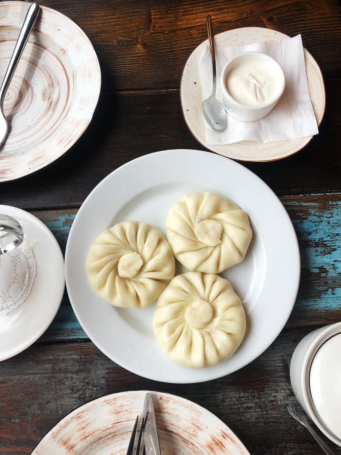 Delicious Dumplings on a Plate in the Cafe Stock Image - Image of ...