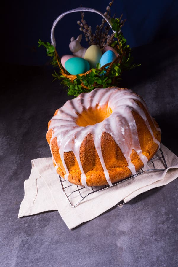 Delicious Easter Sand Cake with White Cake Glaze Stock Image - Image of ...