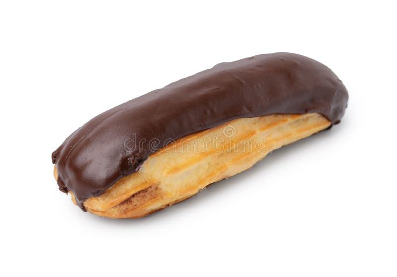 Delicious Eclair Covered with Chocolate Isolated on White Stock Image ...