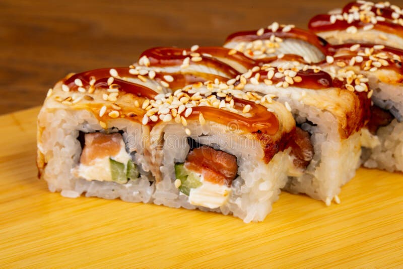 Delicious eel rolls stock photo. Image of gourmet, food - 120592940