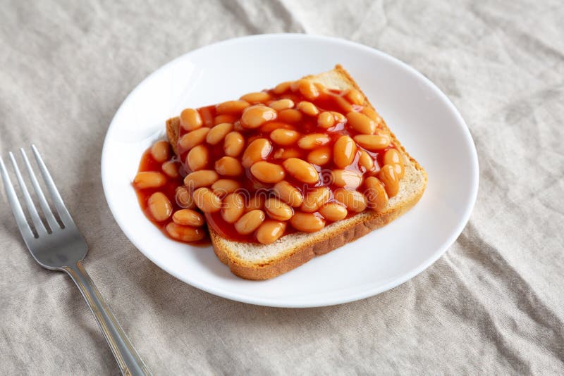 Delicious English Beans on Toast, Side View Stock Photo - Image of ...