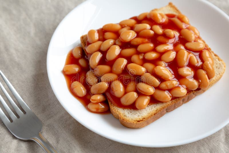 Delicious English Beans on Toast, Side View Stock Photo - Image of ...