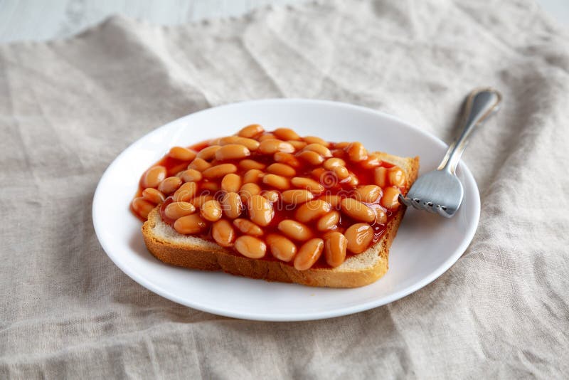 Delicious English Beans on Toast, Side View Stock Image - Image of food ...