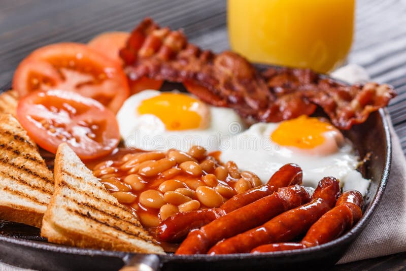 Delicious English Breakfast on a Dark Rustic Background Stock Photo ...