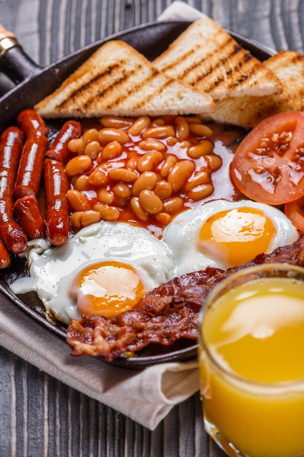 Delicious English Breakfast on a Dark Rustic Background Stock Photo ...
