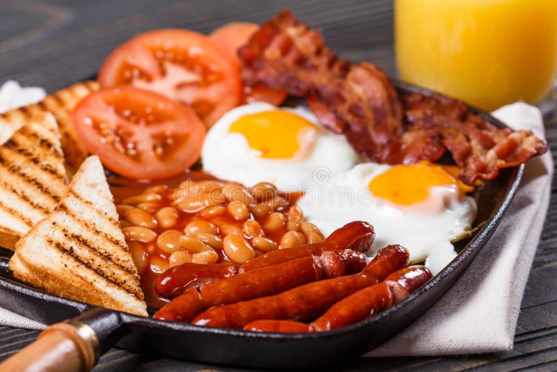 Delicious English Breakfast on a Dark Rustic Background Stock Photo ...