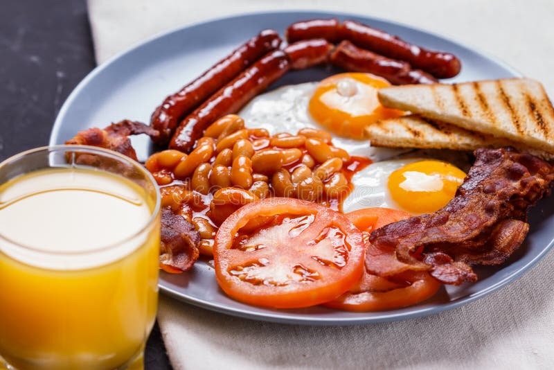 Delicious English Breakfast on a Dark Rustic Background Stock Image ...