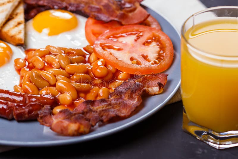 Delicious English Breakfast on a Dark Rustic Background Stock Image ...