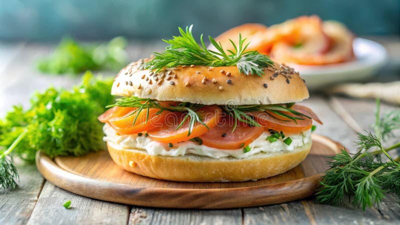 Delicious Everything Bagel with Cream Cheese, Tomato, and Herbs ...