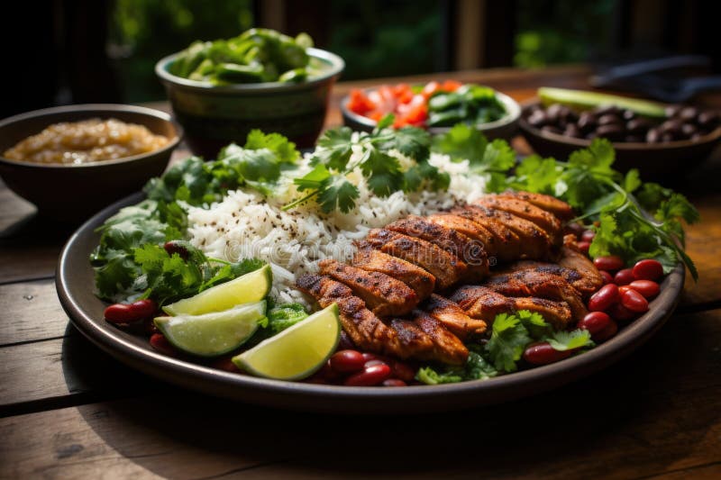 Delicious Executive Plus Dish of Chicken Fillet Rice Beans Beans Frie ...