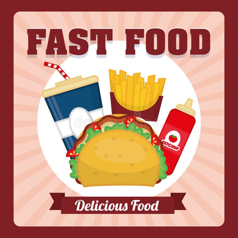 Set Delicious Fast Food Character Stock Vector - Illustration of design ...
