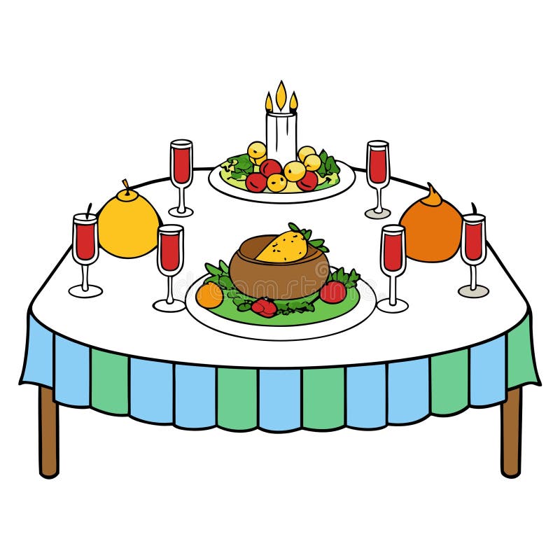 A Delicious Feast Ready for Thanksgiving or Christmas. Stock Vector ...