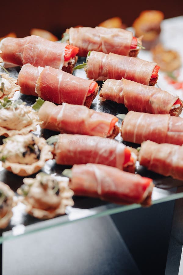 Delicious Festive Buffet with Canapes and Different Delicious Meals ...