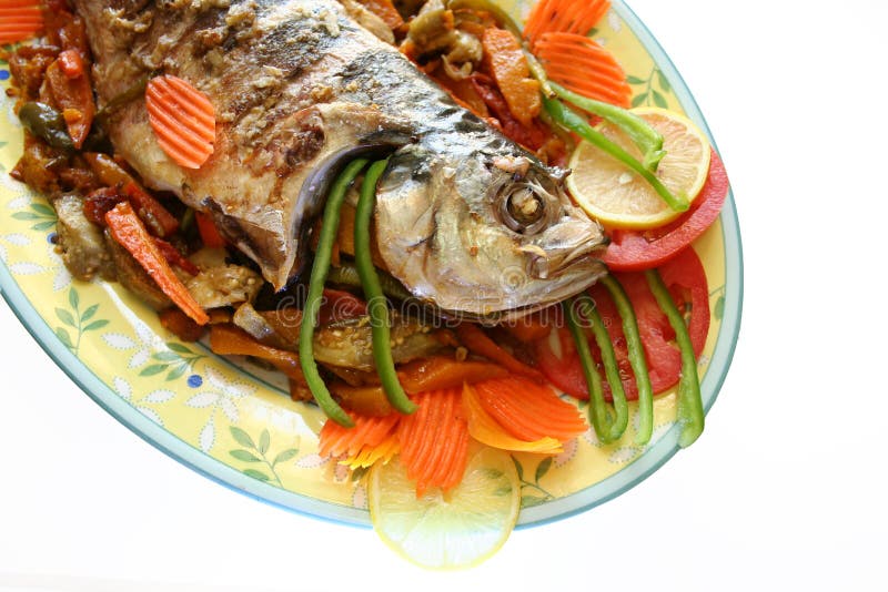 Delicious fish stock image. Image of yummy, head, vegetables - 11638489