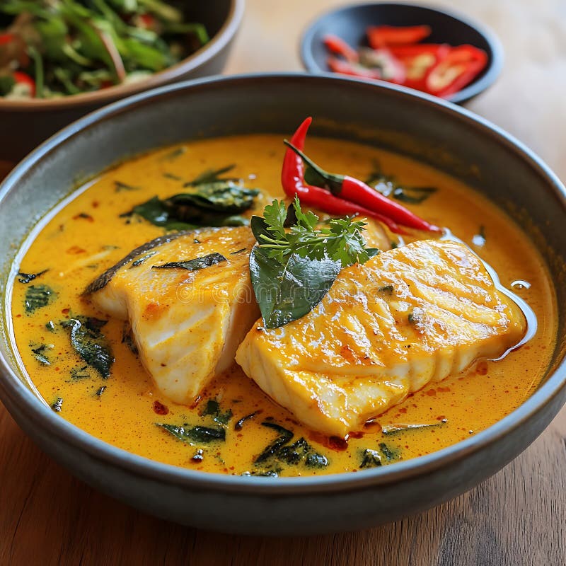 Delicious Fish Curry with Herbs, Spices, and Fresh Ingredients Stock ...