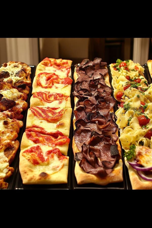Delicious Flatbread Pizzas with Various Toppings,. Perfect for Sharing ...