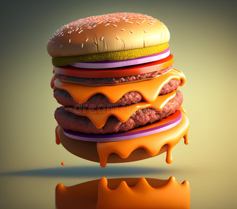Delicious Floating Burger, Generative AI Illustration Stock ...