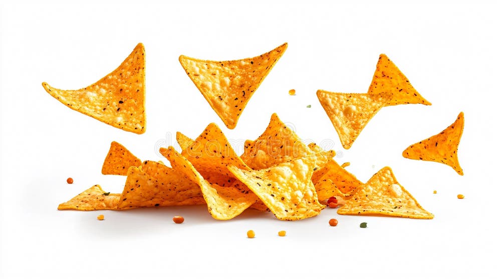 Delicious Flying Mexican Nachos Chips on White Background Stock Photo ...