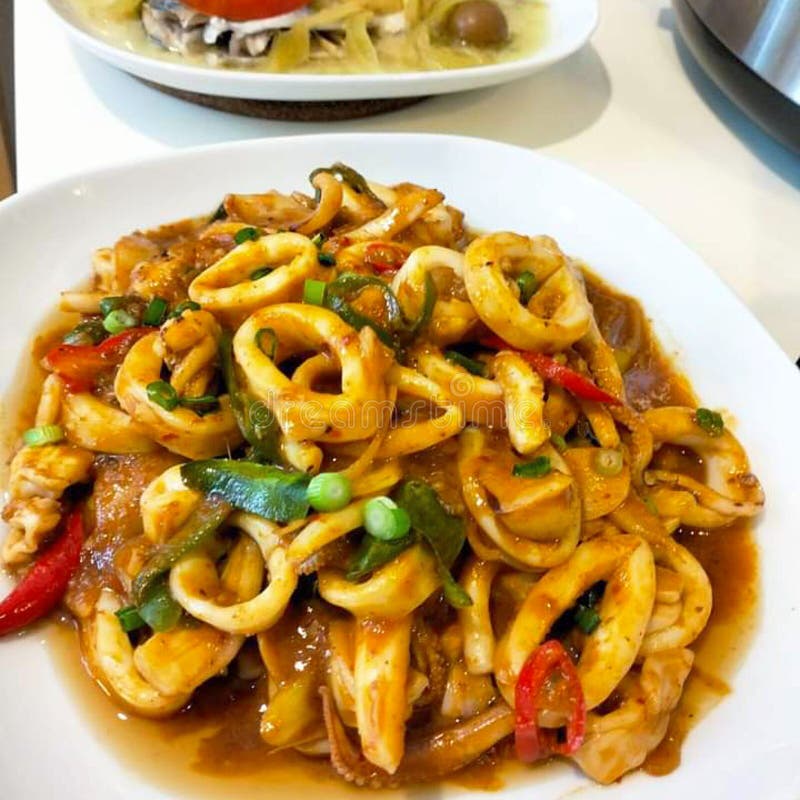 Delicious Food with Balado Squid on the Menu Stock Photo - Image of ...
