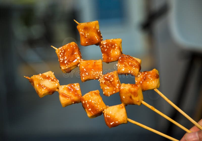 Delicious Food on a Bamboo Stick Stock Photo - Image of vegetable ...