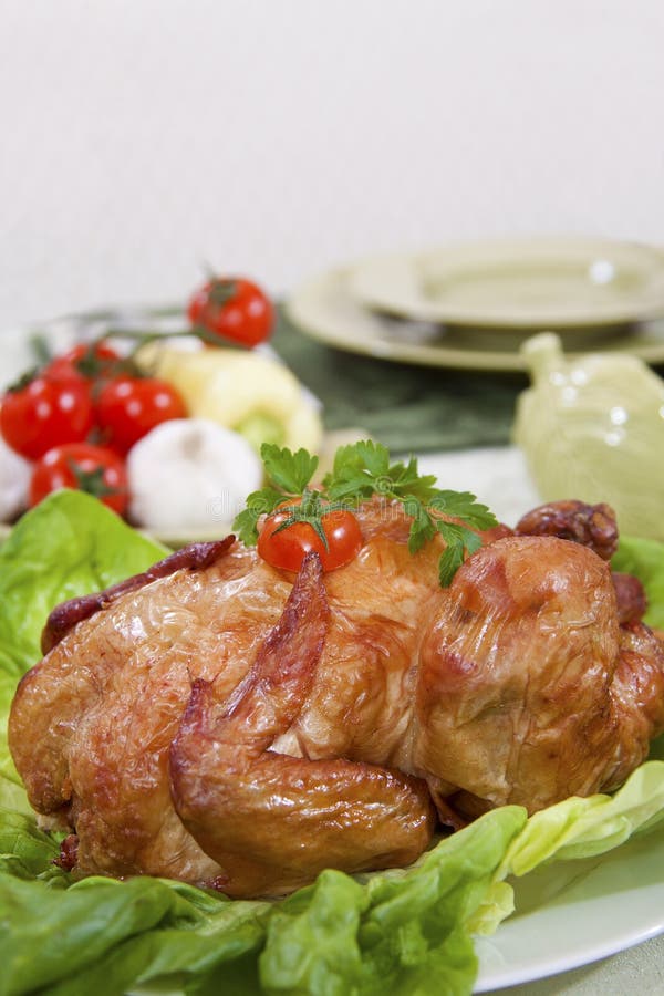 Delicious Food with Chicken Stock Image - Image of bird, green: 19548989