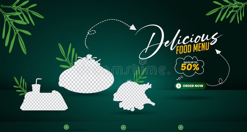 Delicious Food Menu with Landscape Template Banner and Copy Space Frame ...