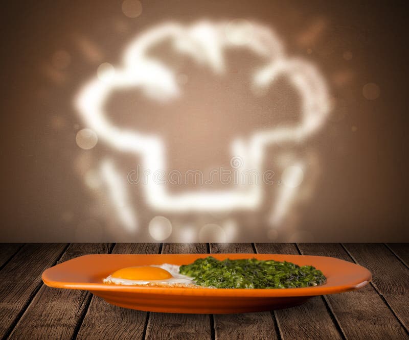 Delicious Food Plate with Chef Cook Hat Stock Illustration ...