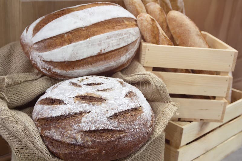 Delicious Fresh Bread on the Bakery Counter Stock Image - Image of ...