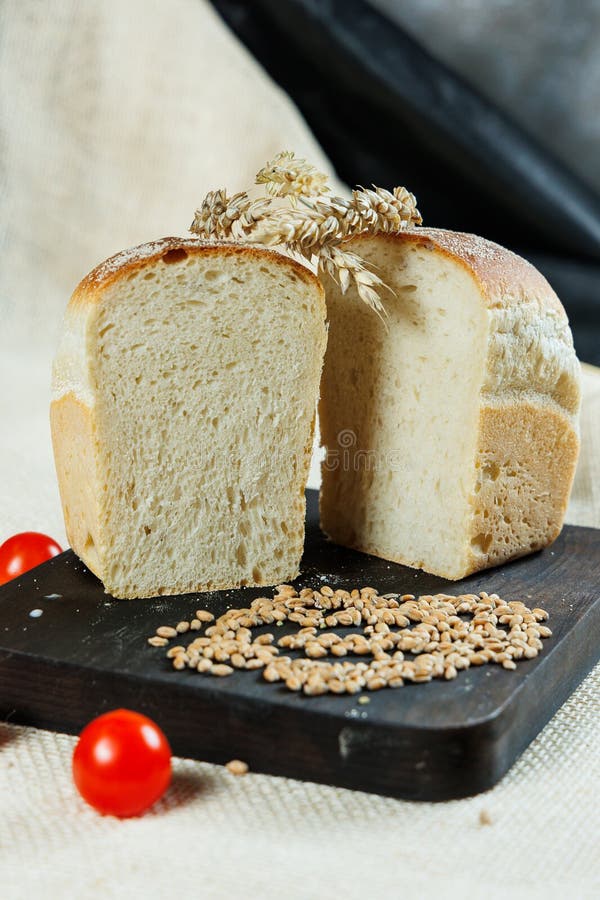 Delicious Fresh Bread Cut into Stock Image - Image of flour, gourmet ...