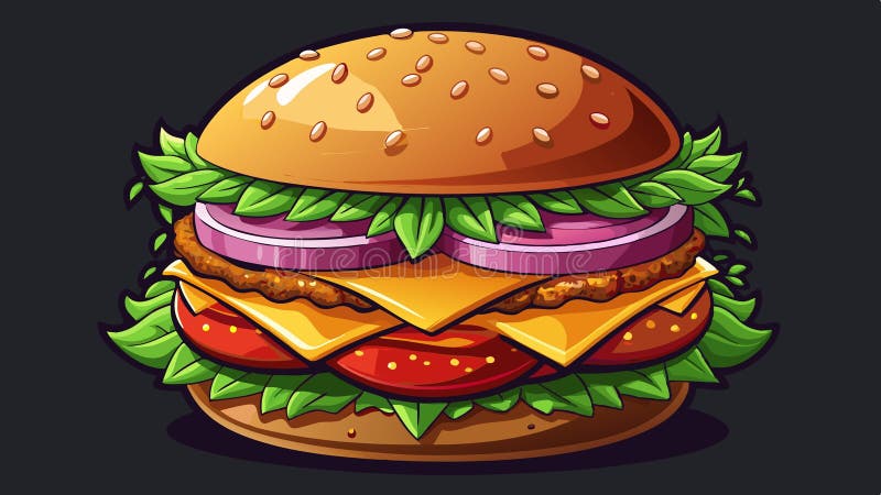 Delicious and Fresh Burger on Black Background View Stock Vector ...