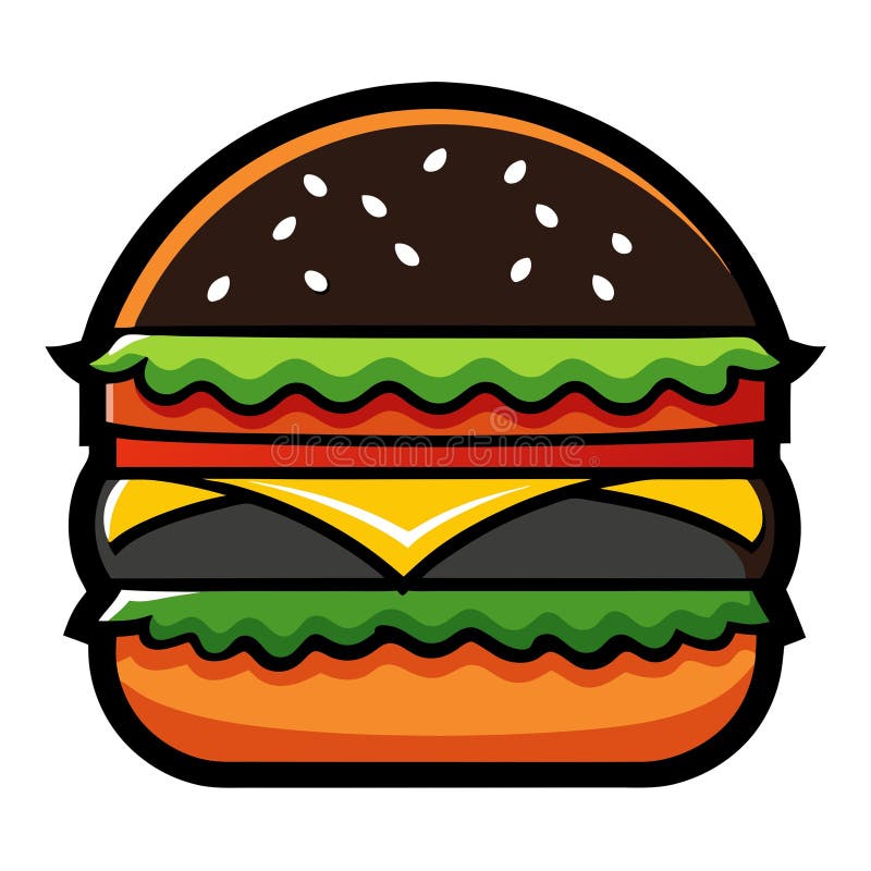 Delicious and Fresh Burger on Black Background View Stock Vector ...