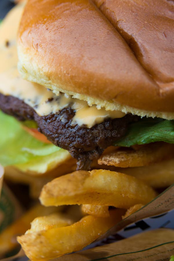 Delicious Fresh Burger Close Up. Selective Focus with Shallow Depth of ...