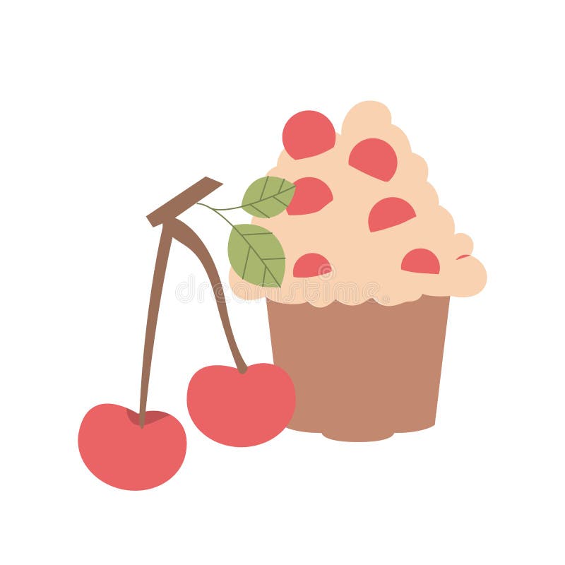 Delicious and Fresh Cake with Cherry Stock Vector - Illustration of ...