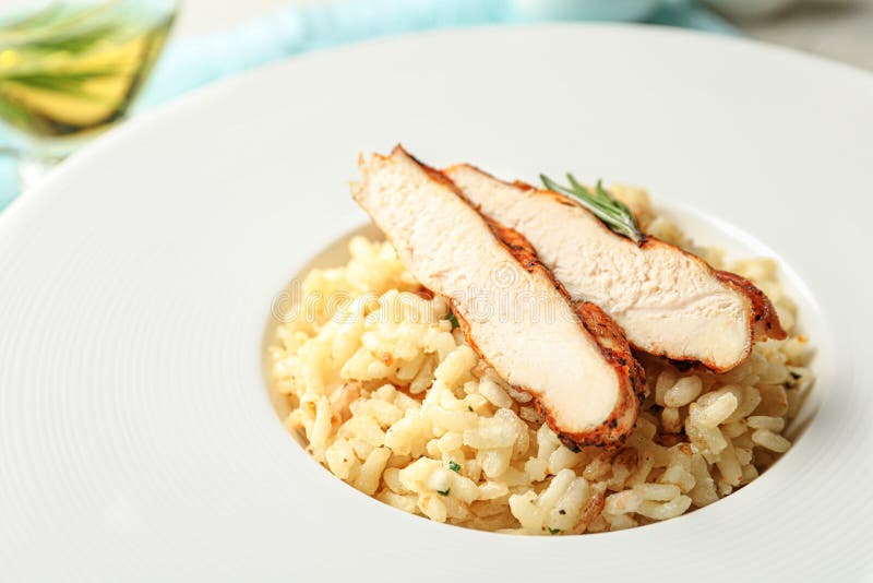 Delicious Fresh Chicken Risotto in Plate Stock Image - Image of food ...