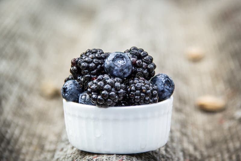 Delicious Fresh Juicy Berries. Blueberries and Blackberries Stock Photo ...