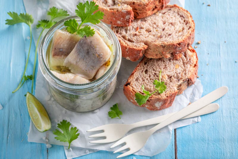 Delicious and Fresh Marinated Herring As Source of Omega Fat Stock ...