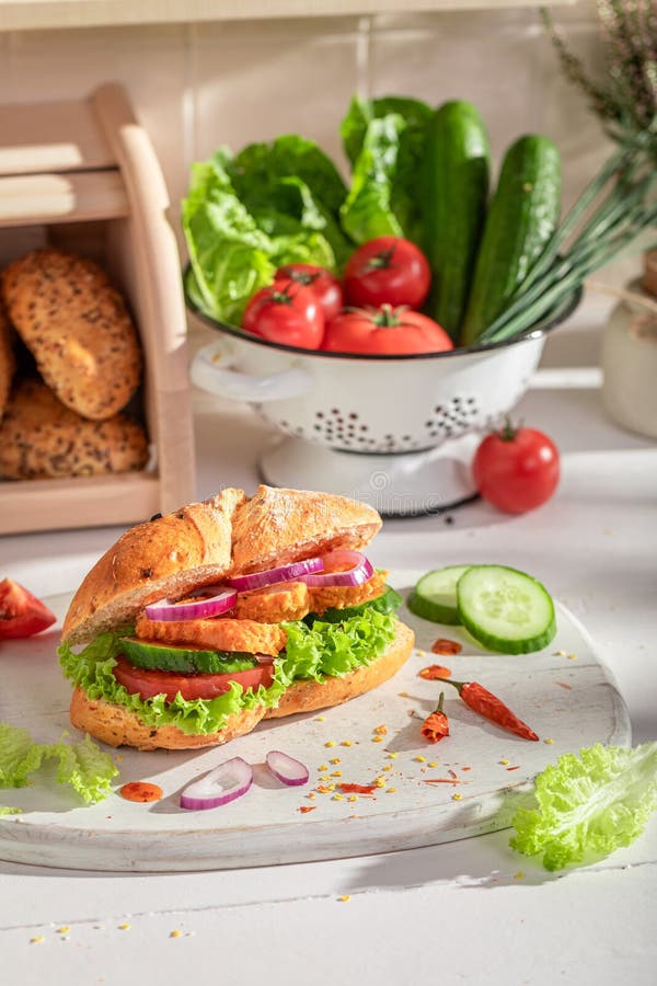 Delicious and Fresh Sandwich Served with Lemonade in the Kitchen Stock ...