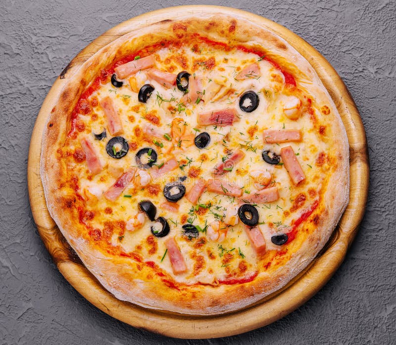 Delicious Fresh Seafood Oven Pizza Stock Photo - Image of tomato, food ...