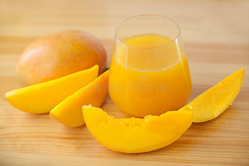 Delicious Fresh Squeezed Mango Juice in Transparent Glass Stock Image ...