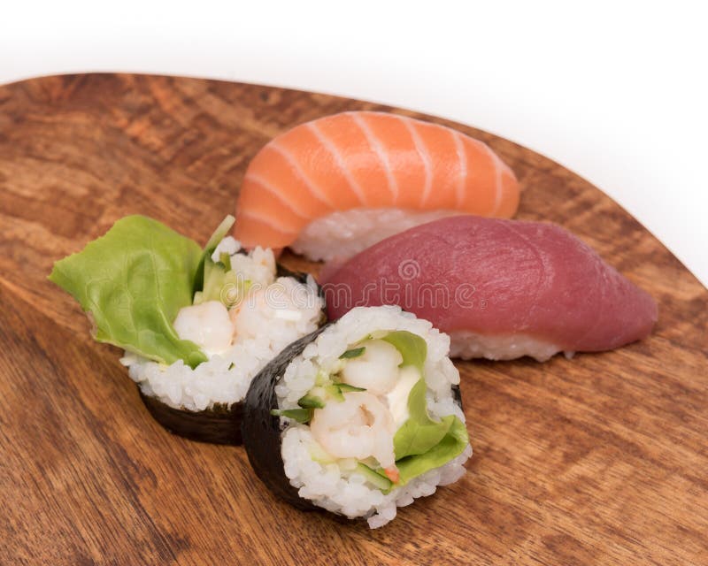 Sushi with fish stock image. Image of roll, dinner, gourmet - 128428611