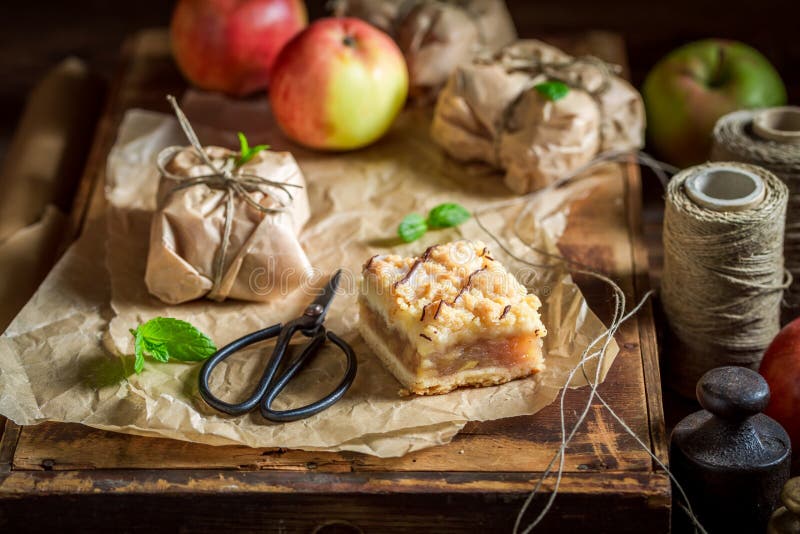 Delicious and Fresh Take Away Apple Pie Packed in Paper Stock Photo ...