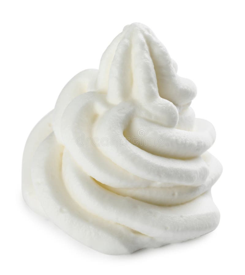 Delicious Fresh Whipped Cream Isolated on White Stock Photo - Image of ...